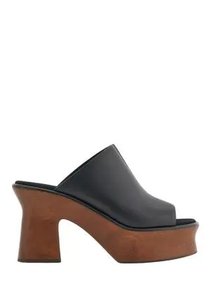 FERRAGAMO Black Thick-heeled Platform Sandals - Brown