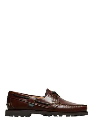 Paraboot Lace-up Leather Boat Shoes - Maroon