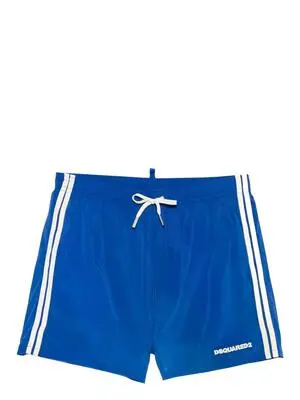 Dsquared2 Logo Print Swim Shorts With Side Stripe Detail - Blue