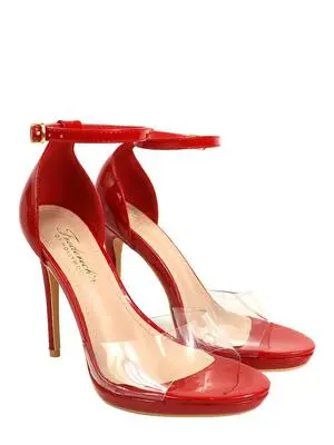 Frederick's Of Hollywood Stacy Ankle Strap High Heel Sandals - Red