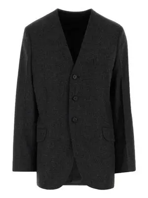 JIL SANDER Collarless Single-breasted Blazer - Grey