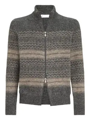 Brunello Cucinelli Zip-up High Neck Cardigan - Black