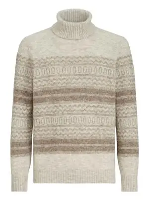 Brunello Cucinelli Fair Isle Turtleneck Sweater - Maroon