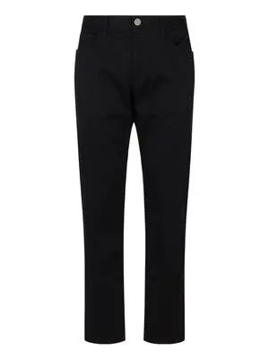 Giorgio Armani Logo-patch Straight-leg Trousers - Black