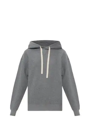 JIL SANDER Logo Printed Drawstring Hoodie - Gray