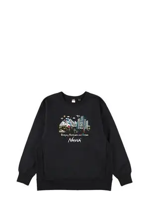 NANGA Crew Neck Sweatshirt With Graphic Detail - Black