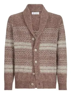 Brunello Cucinelli Brunello Cucinelli Nordic-Jacquard Alpaca, Cashmere And Wool Cardigan Red