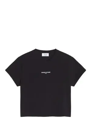 Maison Kitsuné Logo Embroidered T-shirt - Black
