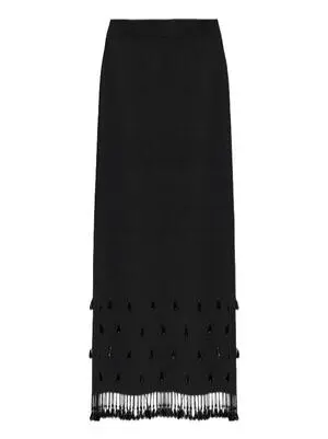 BY MALENE BIRGER Embellished Fringed Midi Skirt - Black