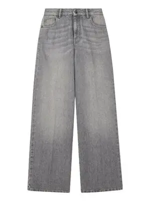Emporio Armani Logo Plaque Wide Leg Jeans - Grey