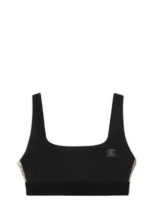 Burberry Check Trim Stretch Bra Top - Black