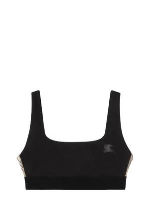 Burberry Check Trim Stretch Bra Top - Black