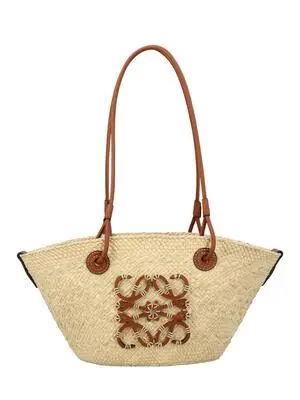LOEWE X PAULA'S IBIZA Woven Raffia Tote With Logo Detail - Nude