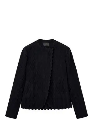 Emporio Armani Double Ottoman Blazer With Wavy Texture - Black