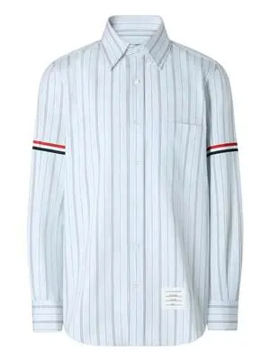 Thom Browne Madras Hairline-stripe Armband Shirt - Medium Gray