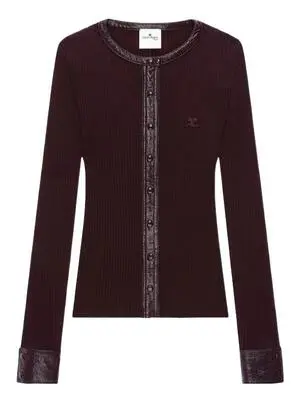 COURREGES Long Sleeve Knit Cardigan With Logo Detail - Black