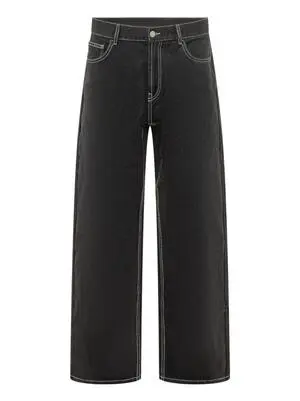 Palm Angels Logo Patch Straight Leg Jeans - Black