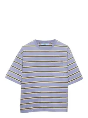 Prada Striped Pocket Crewneck T-shirt - Periwinkle/lime