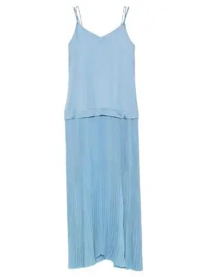 Karl Lagerfeld Pleated Spaghetti Strap Dress - Blue