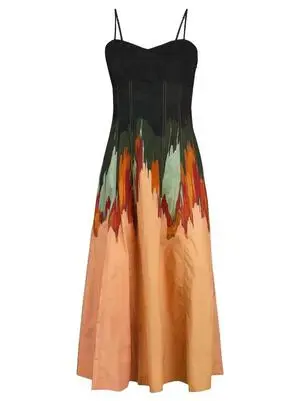 Ulla Johnson Floral Print Midi Dress - Orange