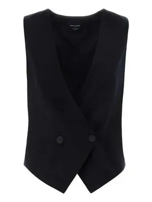 Giorgio Armani Virgin Wool Double-breasted Waistcoat - Blue