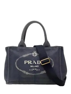 Prada Canapa Logo Satchel - Blue