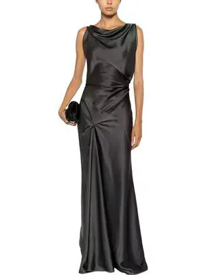 Victoria Beckham Posy Cowl Neck Maxi Dress - Grey