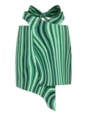 CANSU XI Bodrum Mini Skirt Dionysus Printed Vegan Silk - Green