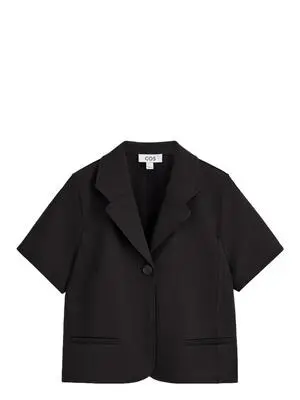 Cos Twill-jersey Short-sleeve Blazer - Black