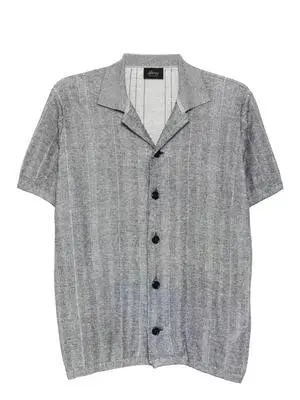 Brioni Ribbed-knit Contrast-trim Polo Shirt - Grey