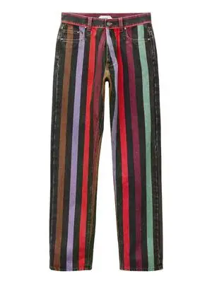 Versace Striped Straight Leg Jeans - Blue