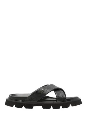 SERGIO MORETTI FIRENZE Sergio Moretti Firenze Criss-Cross Leather Slippers