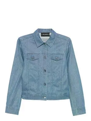 Karl Lagerfeld Logo Embroidered Denim Jacket - Blue