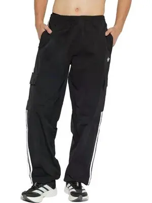 Adidas Logo-embroidered Side-stripe Cargo Pants - Black