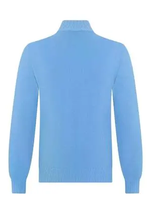 Fedeli Zip-up High-neck Cardigan - Blue