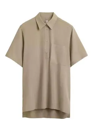 TOTEME TOTEME Short Sleeve Polo Top Neutrals