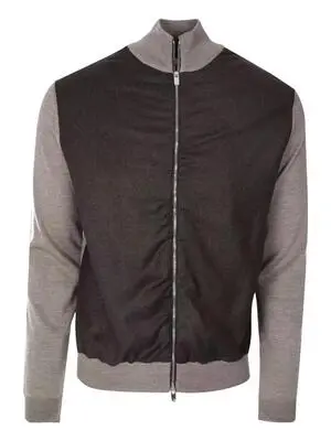 TOMBOLINI Panelled Turtleneck Cardigan - Grey