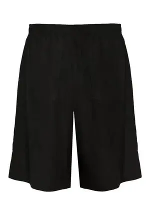 AMARANTO Linen Elasticated Waistband Shorts - Black