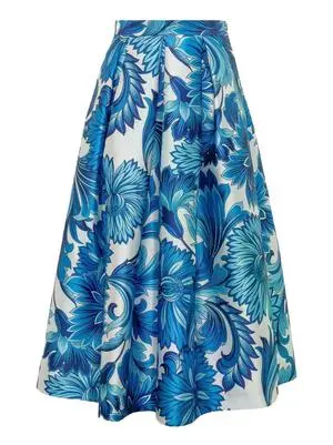LUNATICA MILANO Florence Floral-print Midi Skirt - Blue