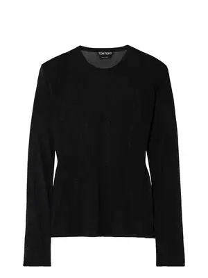 TOM FORD Embroidered Logo Jersey Top - Black