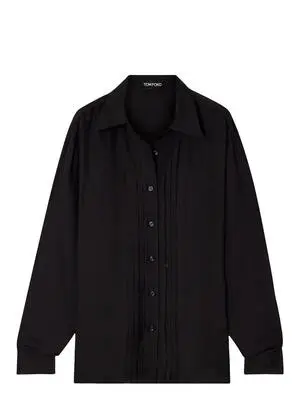 TOM FORD Pleated Twill Shirt - Black
