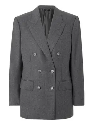 TOM FORD Camden Double-breasted Wool Twill Blazer - Gray