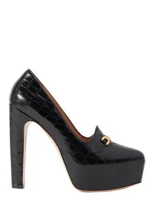 TOM FORD Embellished Croceffect Leather Platform Pumps - Black