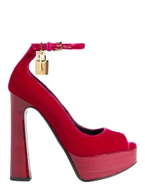 TOM FORD Velvet Padlock Platform Sandals - Fuchsia