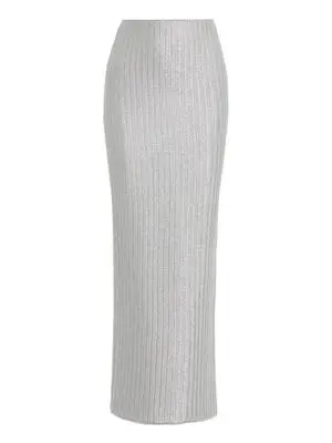 TOM FORD Metallic Ribbed Cotton-blend Maxi Skirt - Silver