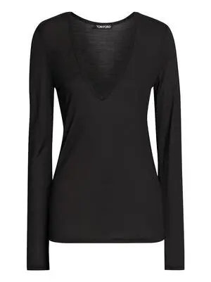TOM FORD Silk-jersey Long-sleeve Top - Black
