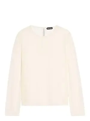 TOM FORD Silk Chiffon Keyhole Top - Ecru