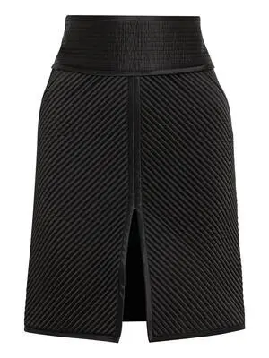 TOM FORD Quilted Silk Skirt With Front Slit - Black