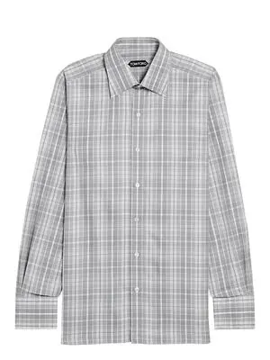 TOM FORD Checked Cotton Shirt - Gray