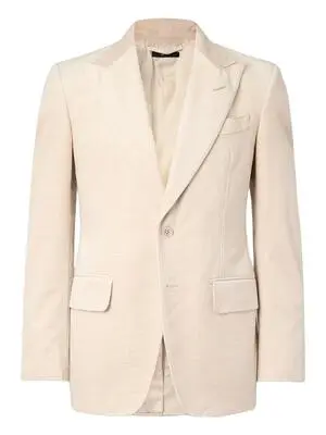 TOM FORD Shelton Slimfit Cottonvelvet Blazer - Cream